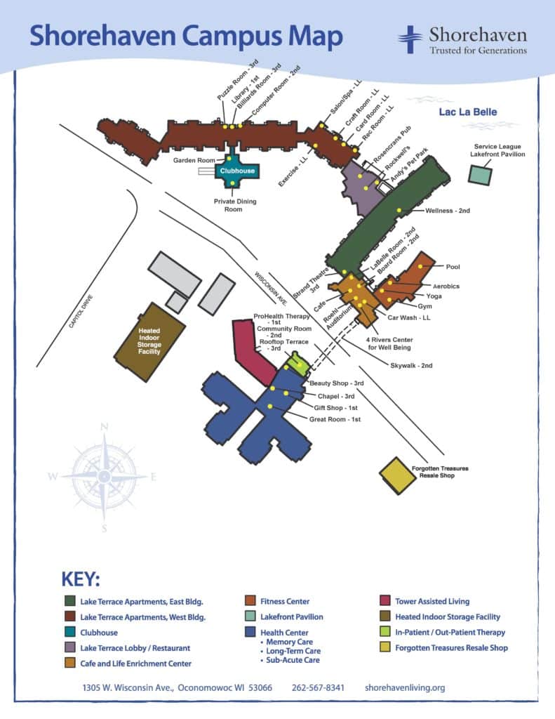 Campus Map at Shorehaven Senior Living in Oconomowoc